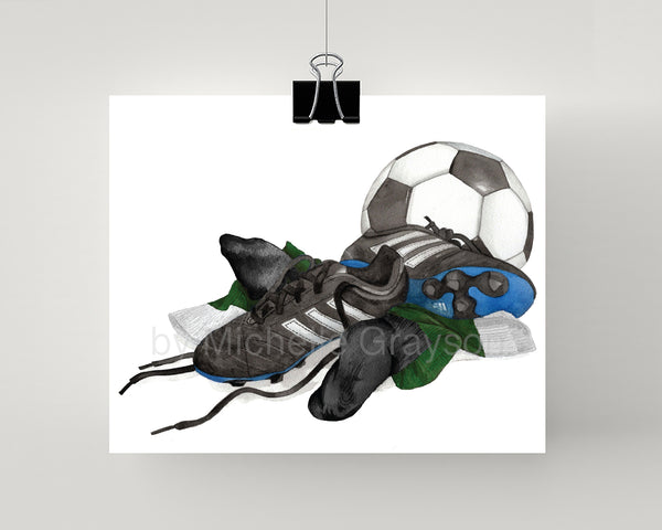 BBC College colours Football Soccer print - Sprout Gallery