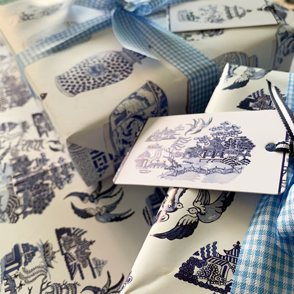 Bespoke blue and white Willow wrapping kit (light blue ribbon) - Sprout ...